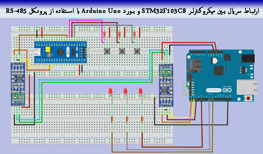 ارتباط RS-485 بین STM32 و بورد Arduino Uno